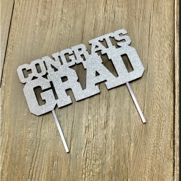 Party Supplies | Silver Glitter Congrats Grad Cake Topper | Poshmark